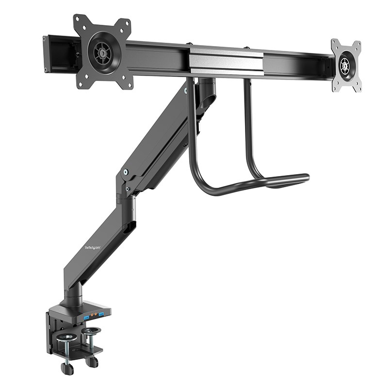 StarTech Desk Mount Dual Monitor Arm with USB/Audio - Slim -32" Display ...