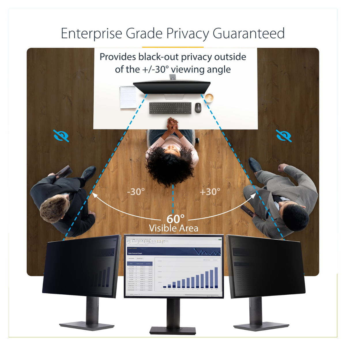 StarTech Hanging Acrylic Filter Privacy Screen for 23.8" 16:9 Monitor ...