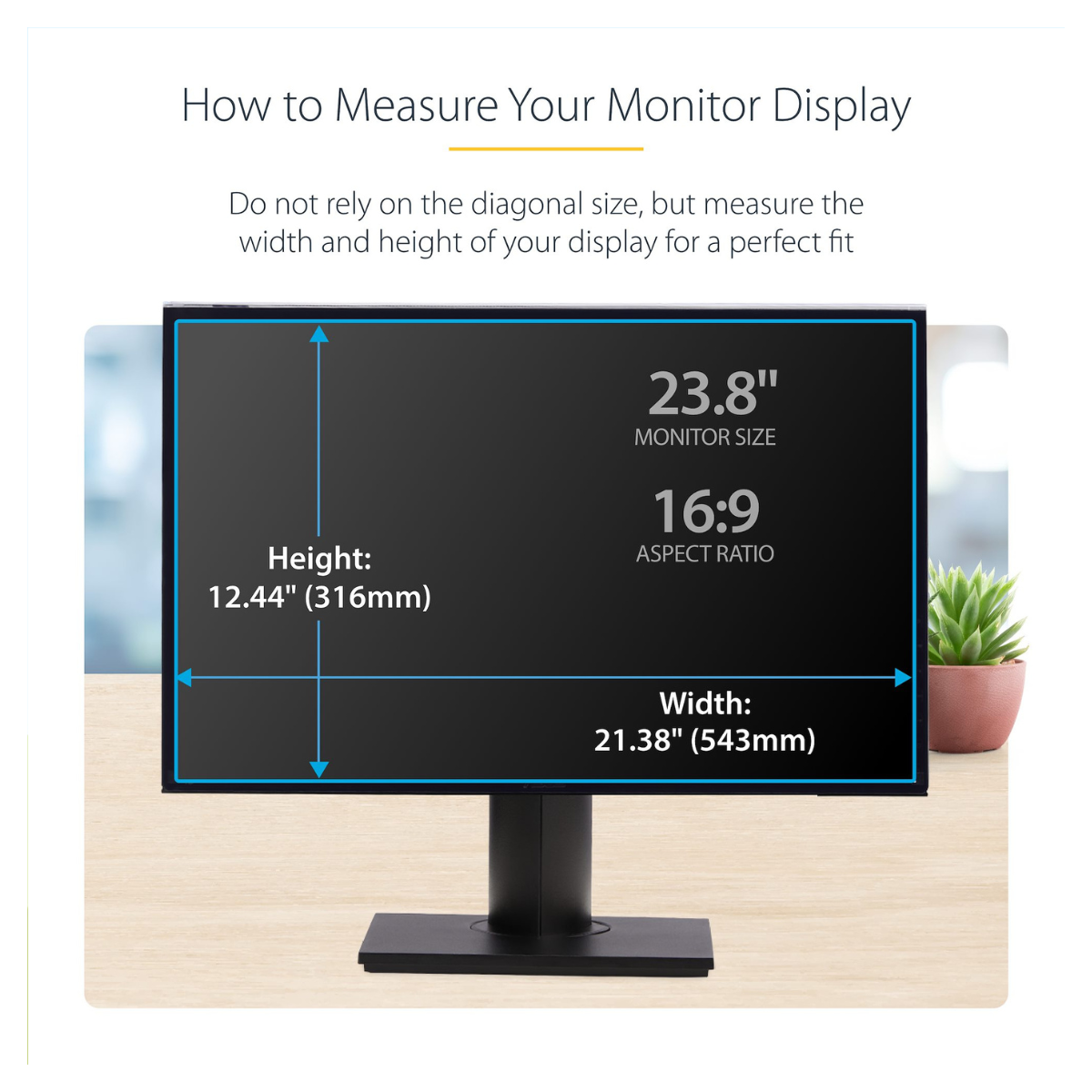 StarTech Hanging Acrylic Filter Privacy Screen for 23.8" 16:9 Monitor ...