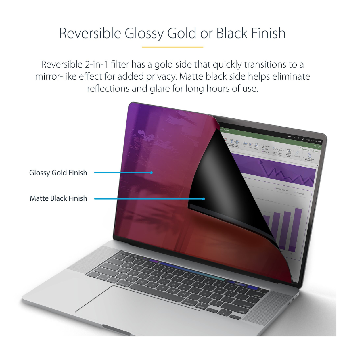 StarTech Reversible Gold Filter Privacy Screen for 16" 16:10 Laptop ...