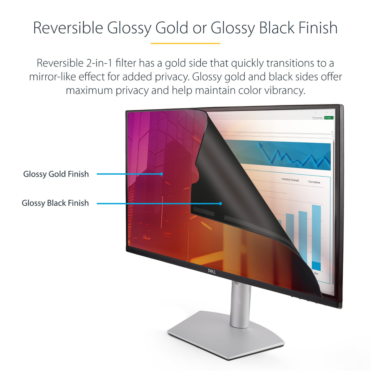 StarTech Reversible Gold Filter Privacy Screen for 27" 16:9 Monitor ...