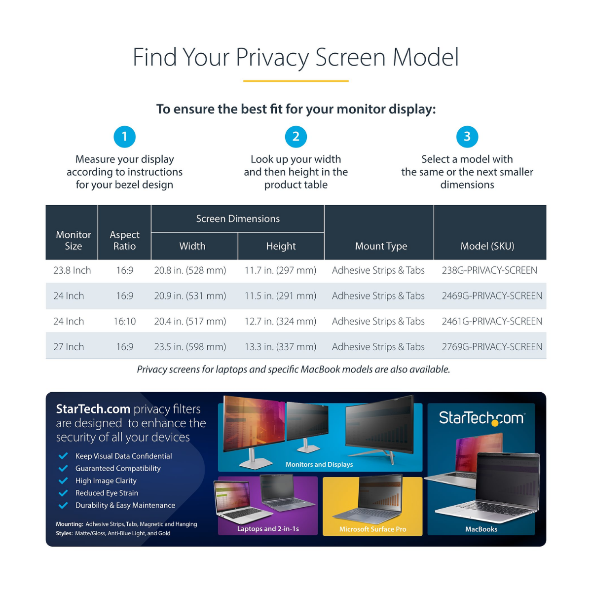 StarTech Reversible Gold Privacy Screen for 24" 16:10 Monitor - 2461G ...