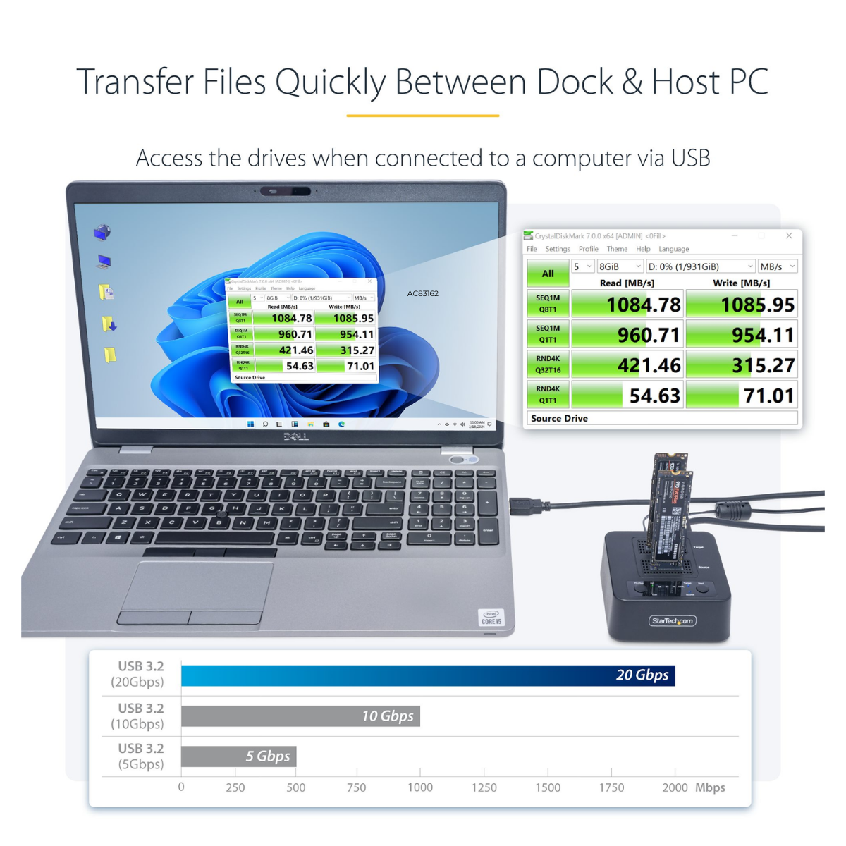 StarTech USB 3.2 Gen2x2 20Gbps M.2 NVMe Drive Duplicator - M2-HDD ...
