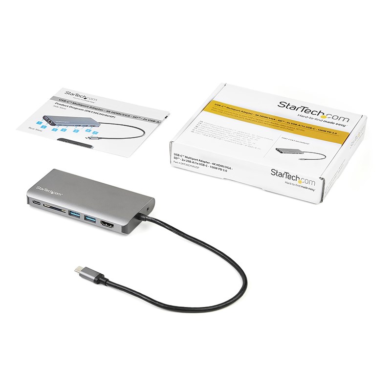 StarTech USB C Multiport Adapter - 4K HDMI / VGA Mini Dock - 3x USB, SD ...