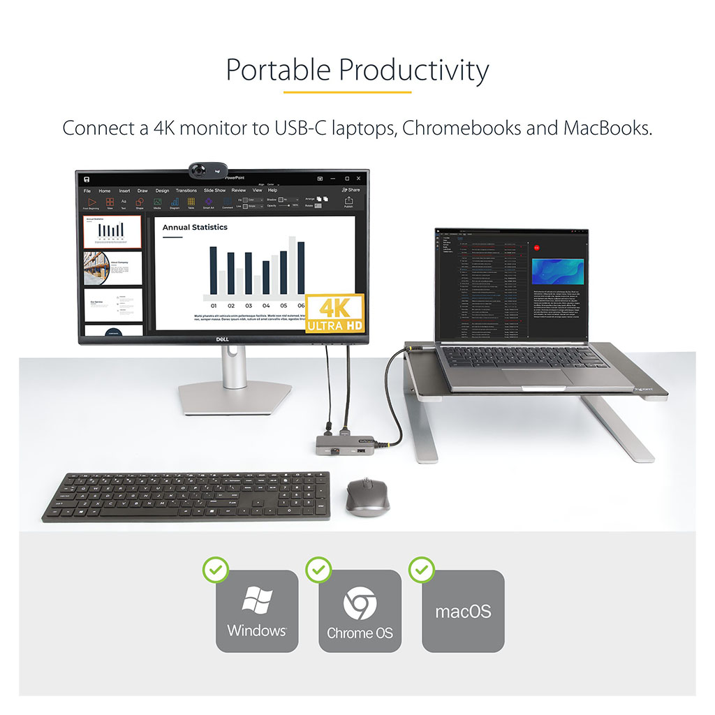 StarTech USB-C to 4K HDMI/USB-A Hub Multiport Adapter - 104B-USBC ...