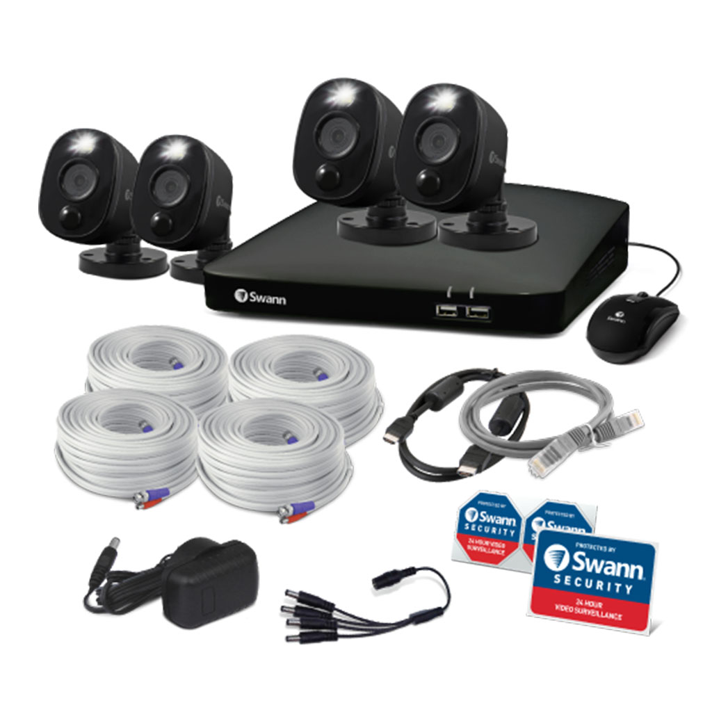 Swann 4 Camera 4 Channel 1080p Full HD DVR Spotlight Security System ...