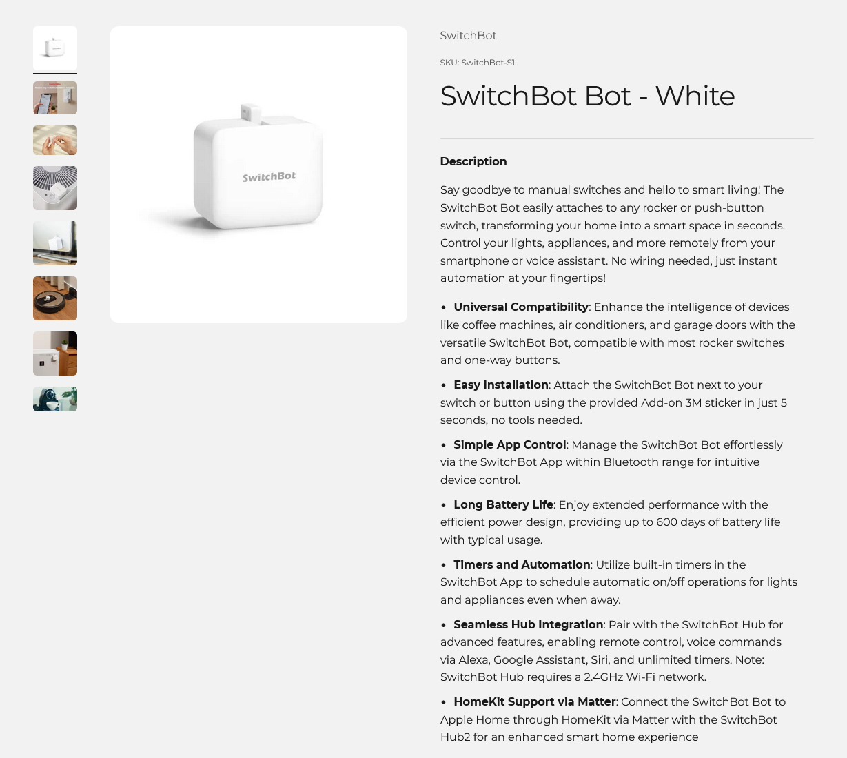SwitchBot Smart Switch Button Pusher - No Wiring - SwitchBot-S1 | Mwave