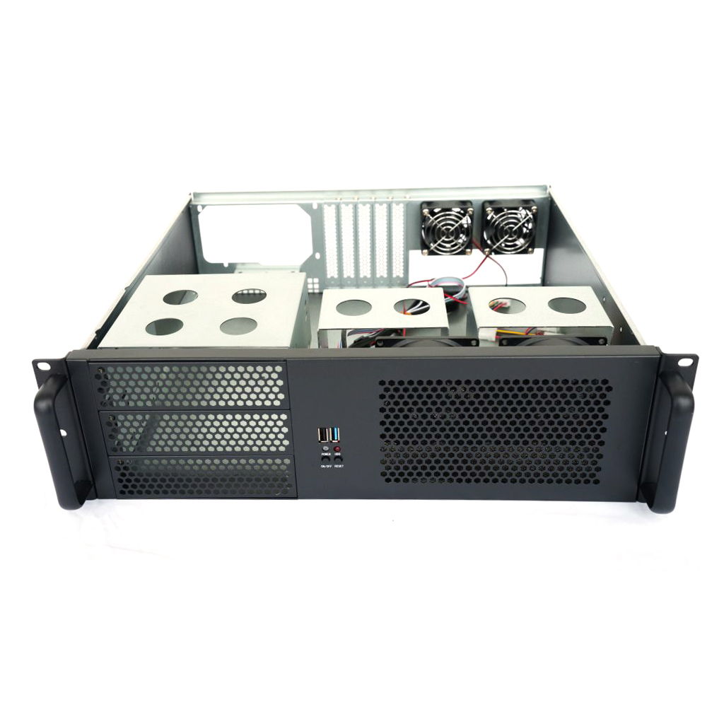 TGC 3U Short Depth Rack Mountable Server Chassis w/ ATX PSU Window ...