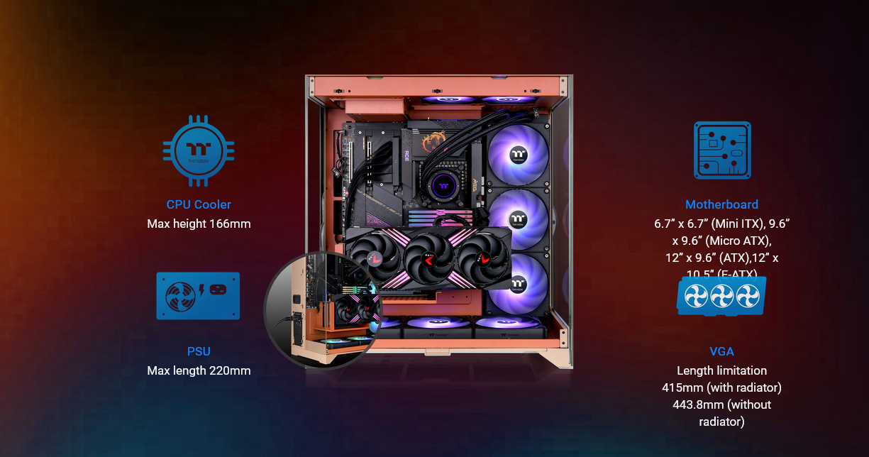 Thermaltake CTE E550 Tempered Glass Dual Chamber Mid Tower Case ...