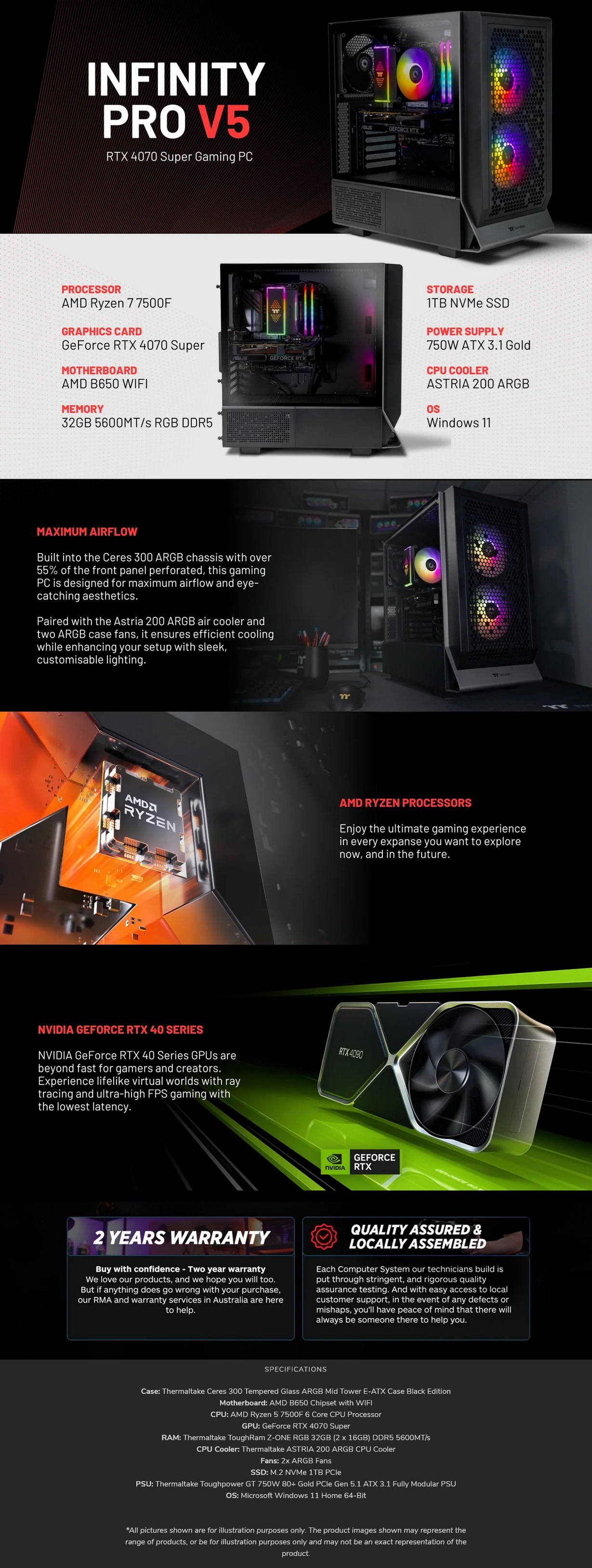 Thermaltake Infinity Pro V5 Desktop Gaming PC R5-7500F 32GB 1TB ...