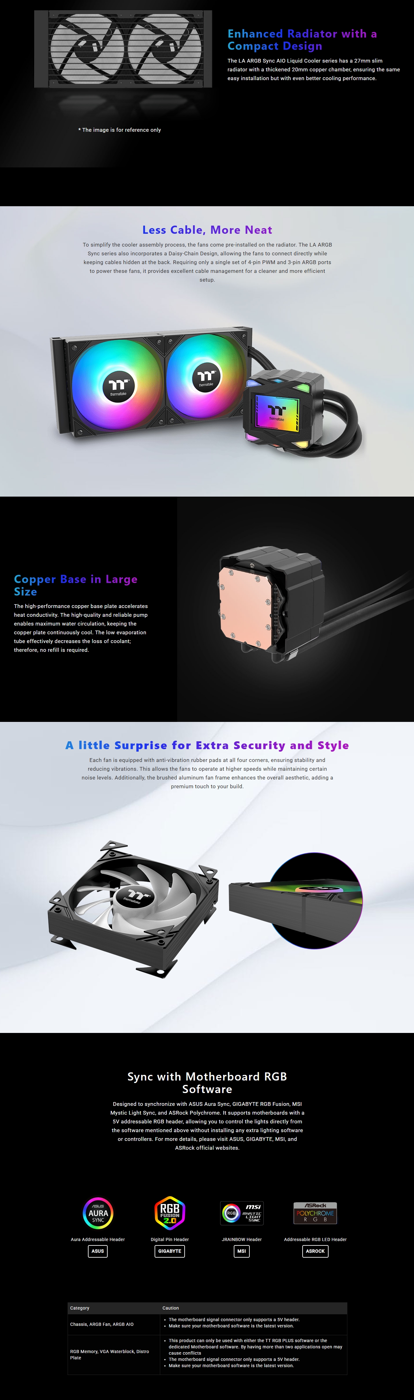 Thermaltake LA240 ARGB Sync AIO Liquid CPU Cooler - CL-W457-PL12SW-A ...