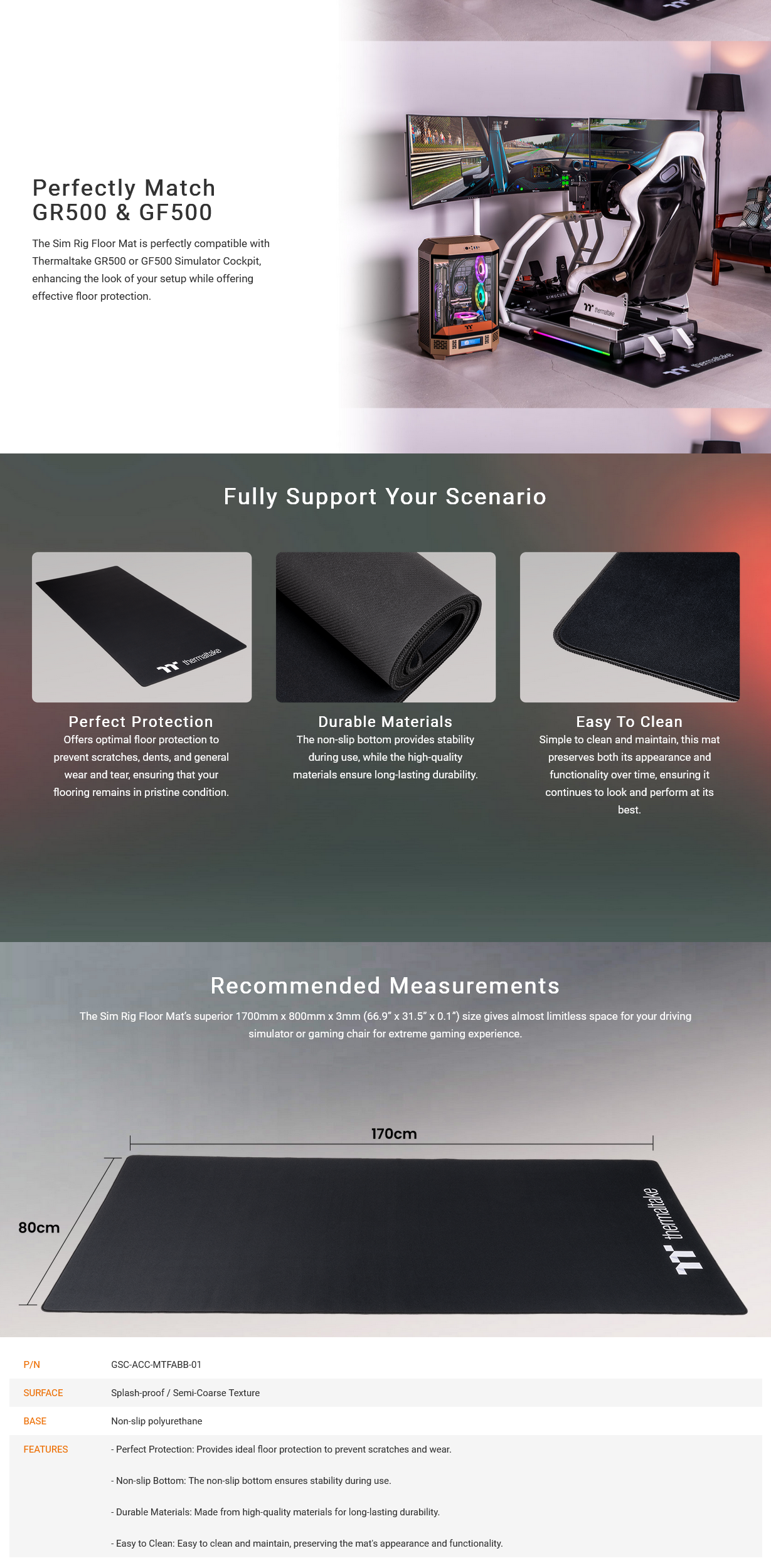 Thermaltake Sim Rig Floor Mat for Simulator Cockpit - Black Edition ...