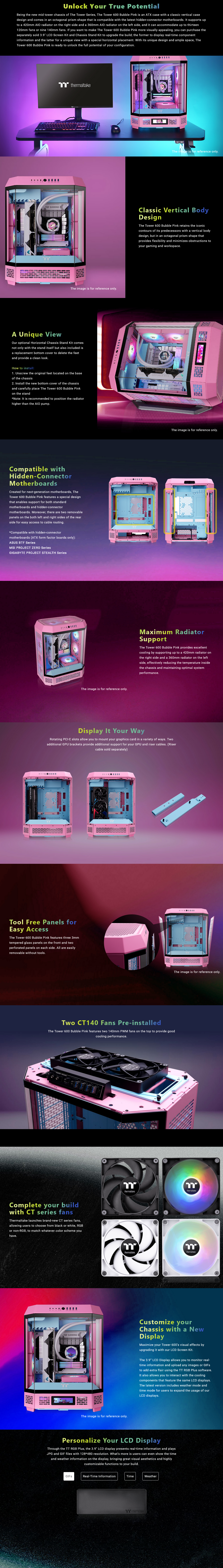 Thermaltake The Tower 600 Tempered Glass Mid-Tower Case - Bubble Pink ...