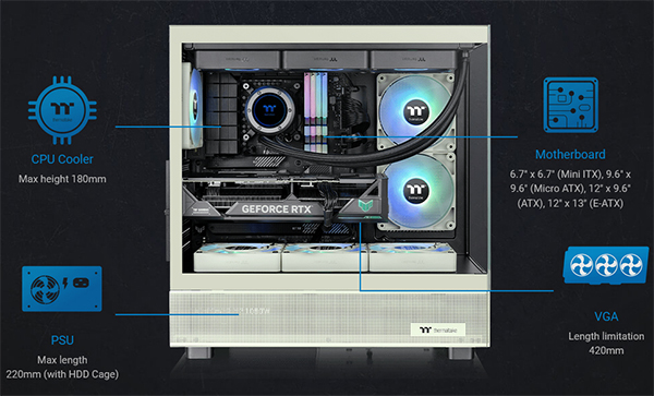 Thermaltake View 270 TG Tempered Glass ARGB Mid Tower Case - Green - CA ...