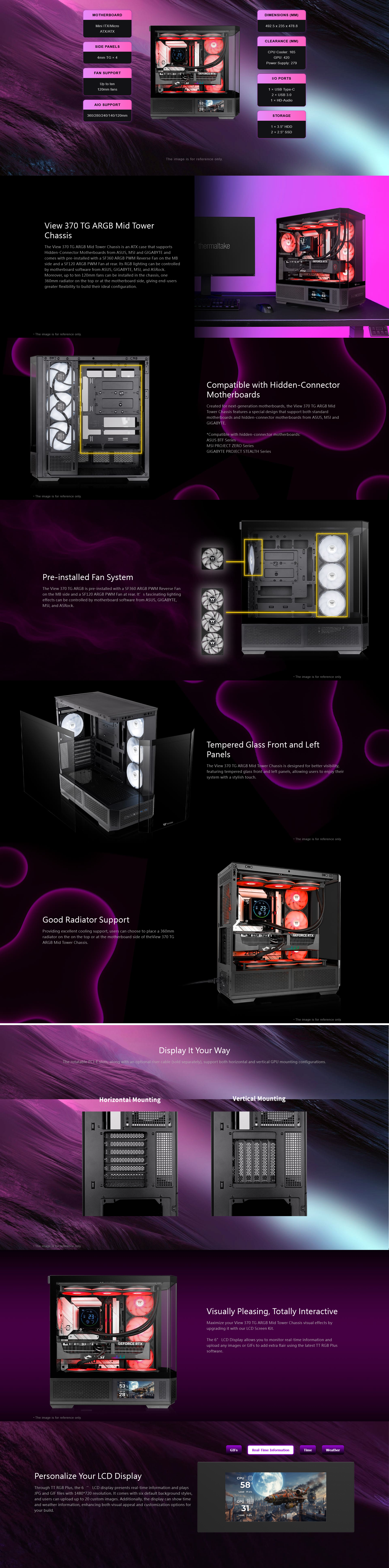 Thermaltake View 370 Tempered Glass ARGB Mid Tower Case - Black - CA ...