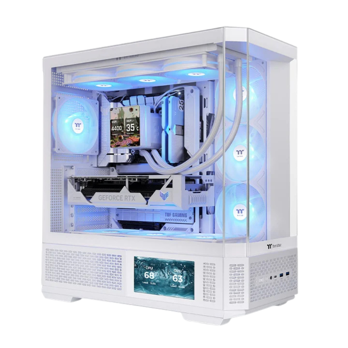 Thermaltake View 370 Tempered Glass ARGB Mid Tower Case - Snow - CA-11N ...