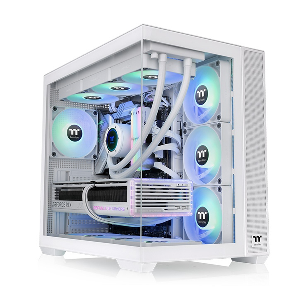 Thermaltake View 380 Tempered Glass ARGB Mid Tower Case Snow White ...