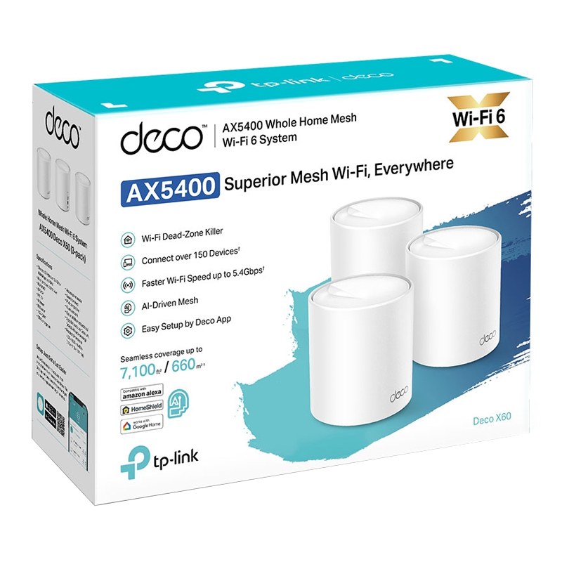 TP-Link Deco X60 AX5400 Dual Band Whole Home Mesh Wi-Fi 6 System - 3 ...