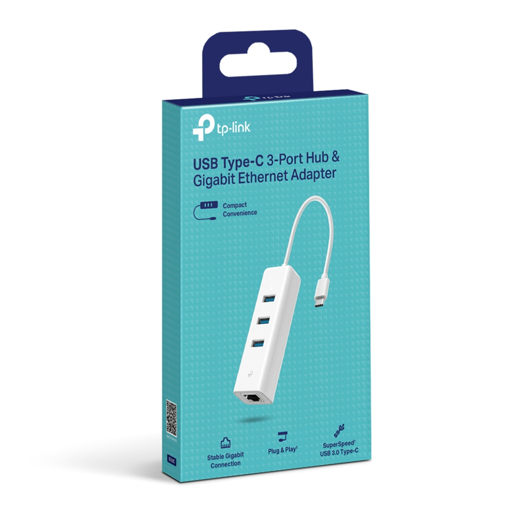 TP-Link USB Type-C 3-Port Hub & Gigabit Ethernet Adapter - UE330C | Mwave