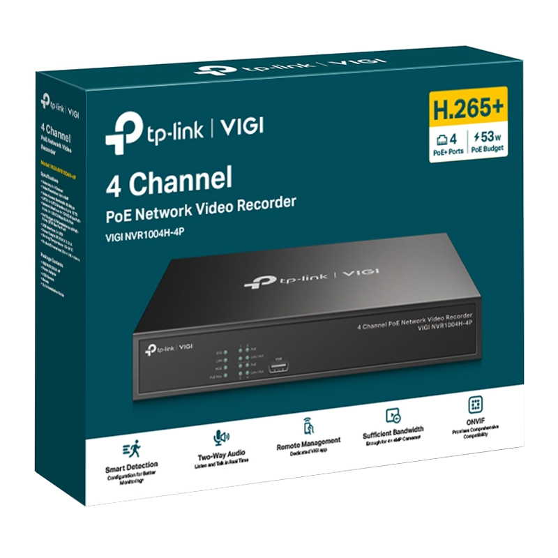 TP-Link VIGI NVR1004H-4P 4 Channel PoE+ Network Video Recorder - VIGI NVR1004H-4P | Mwave