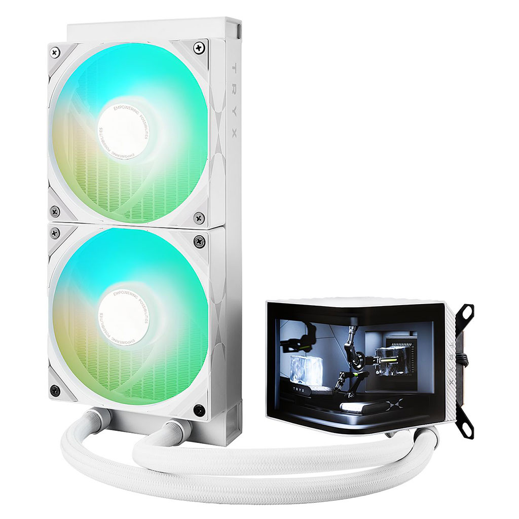 TRYX PANORAMA LCD Display 240mm ARGB AIO Liquid CPU Cooler - White - L ...