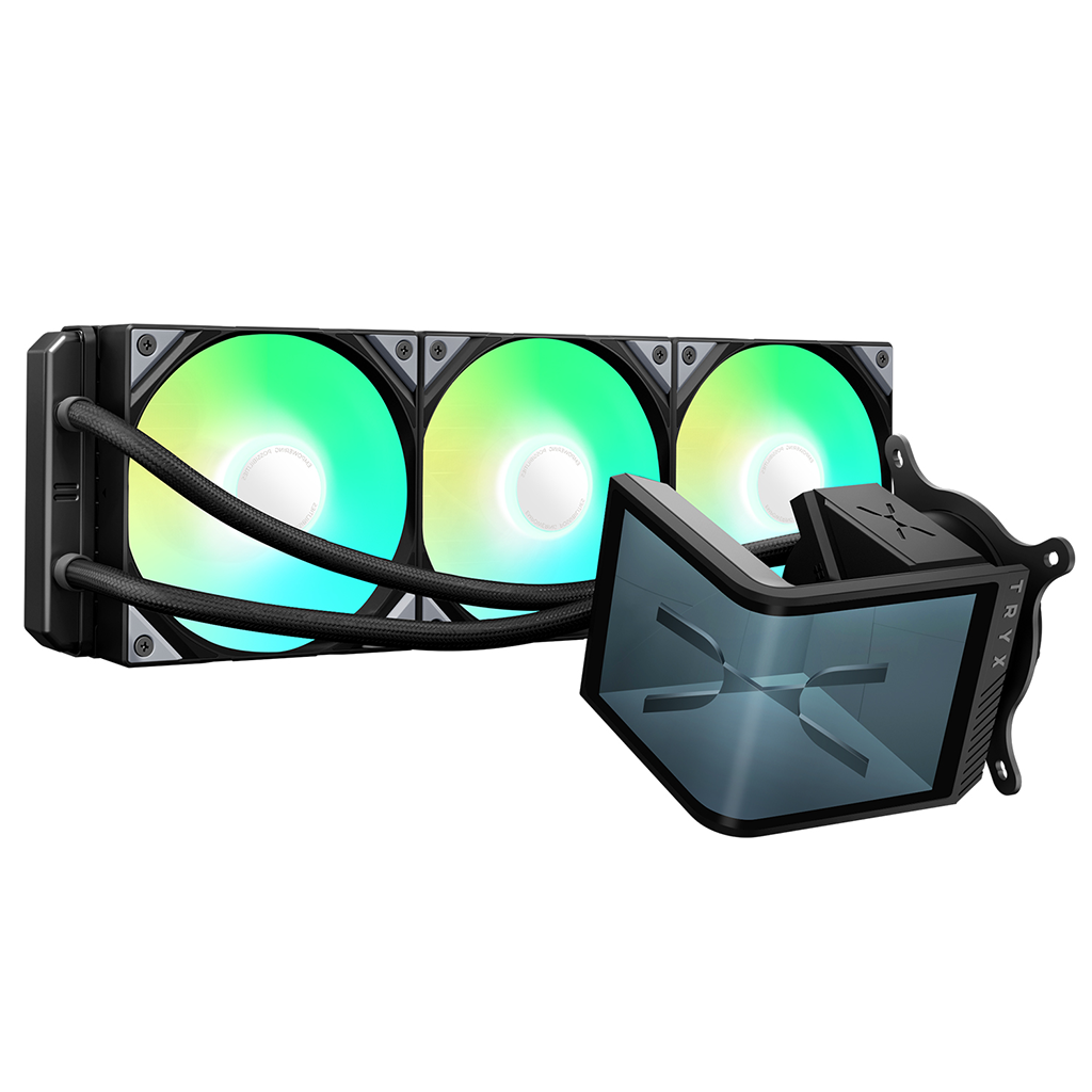 TRYX PANORAMA SE ARGB L-Shaped AMOLED 360mm Liquid CPU Cooler - Black ...
