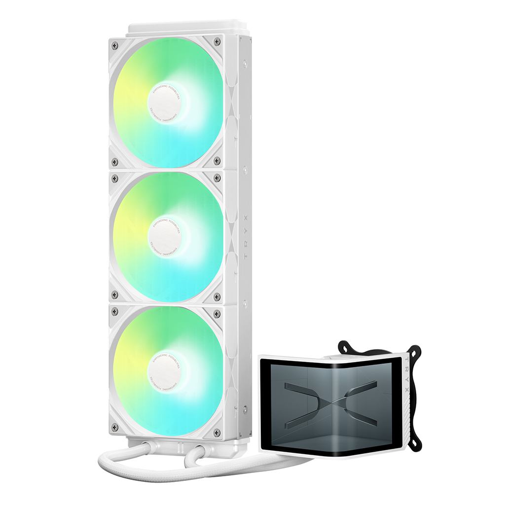 TRYX PANORAMA SE ARGB L-Shaped AMOLED 360mm Liquid CPU Cooler - White ...