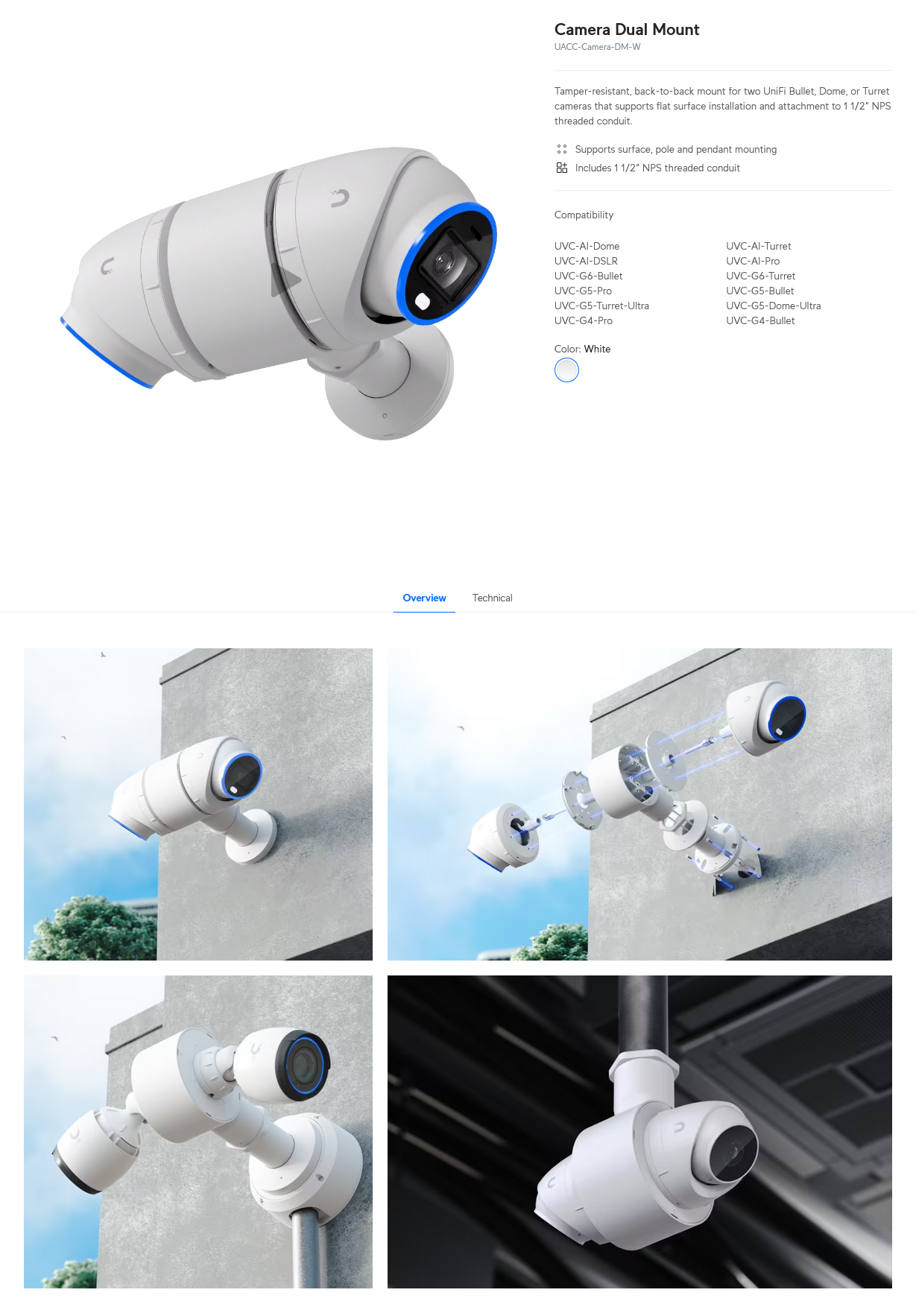 Ubiquiti Networks Camera Dual Mount for UniFi Bullet/Dome/Turret ...