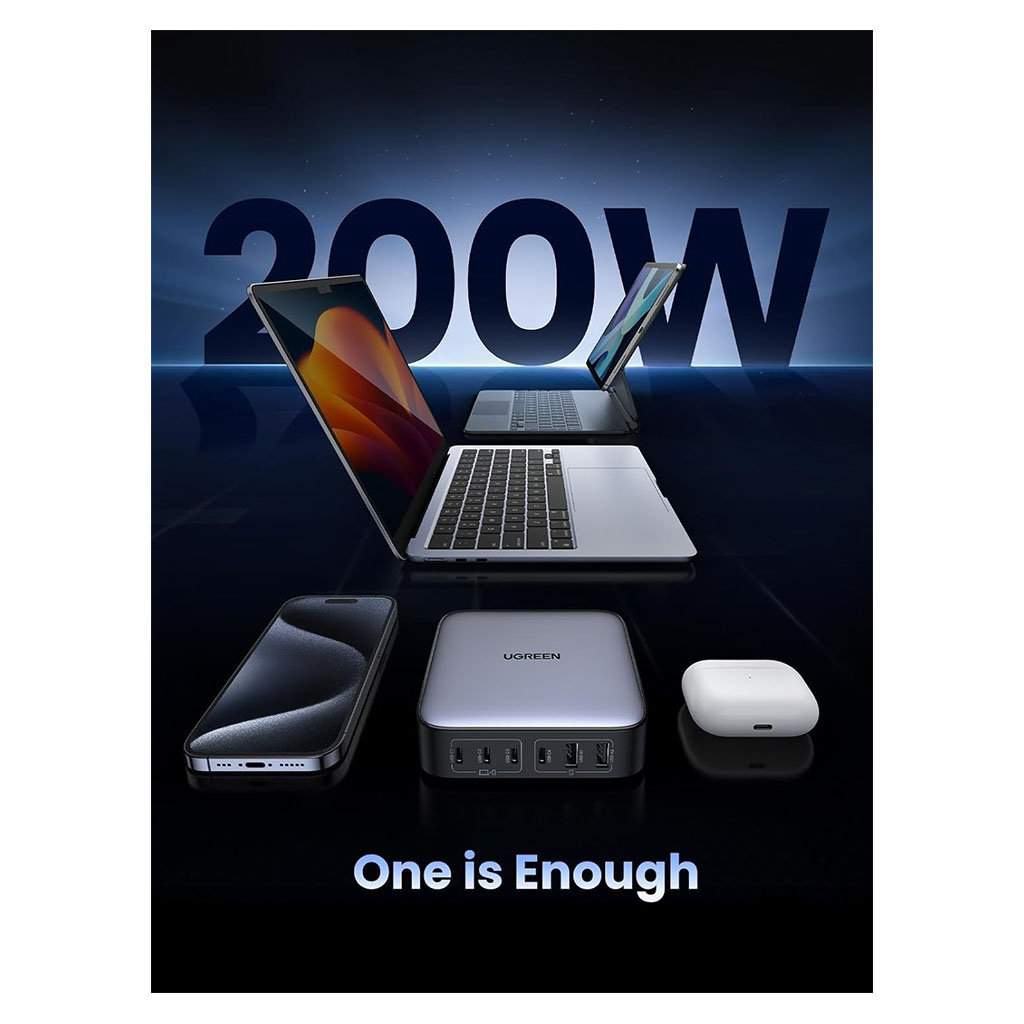Ugreen 35044A Nexode 200W 6-Port GaN Desktop Fast Charger - 35044A | Mwave