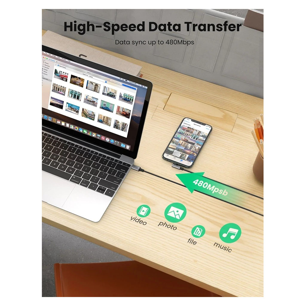 Ugreen 60765 2m 90 Degree USB-C to Lightning Cable - 60765 | Mwave