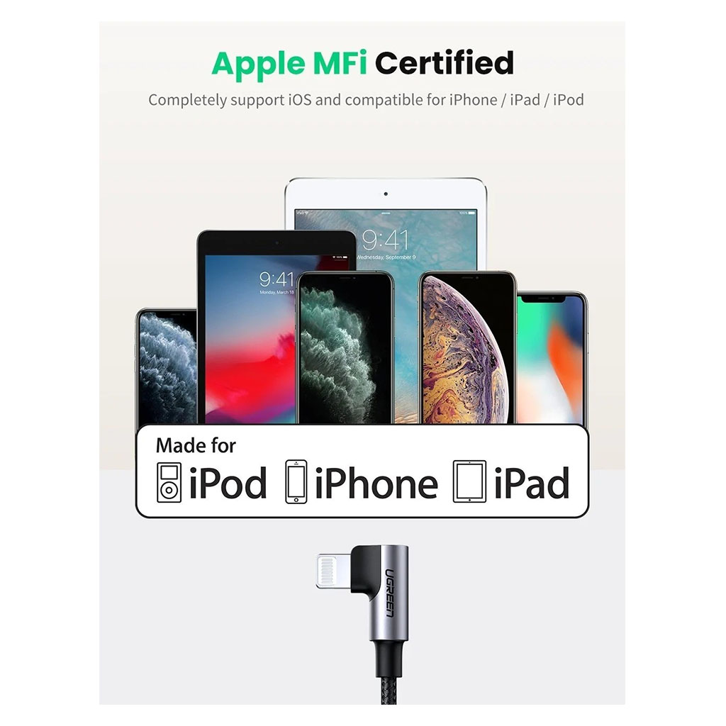 Ugreen 60765 2m 90 Degree USB-C to Lightning Cable - 60765 | Mwave