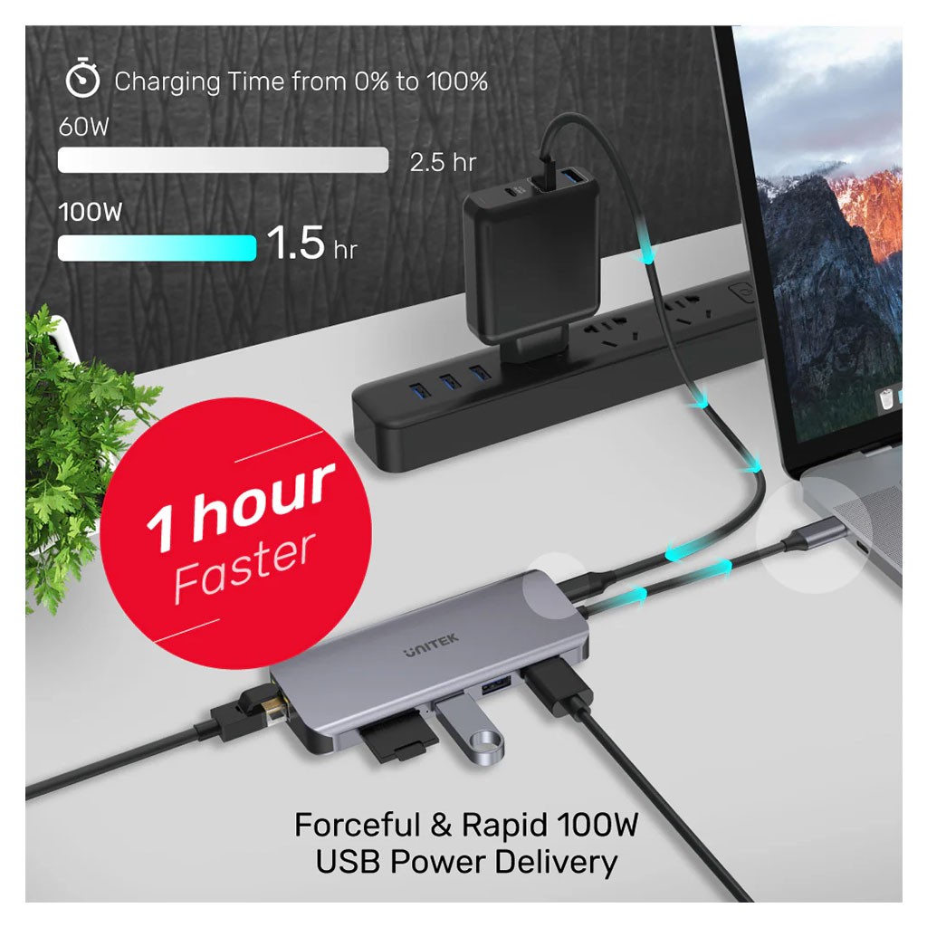 Unitek uHUB N9+ 9-in-1 USB-C Ethernet Hub - D1026B | Mwave