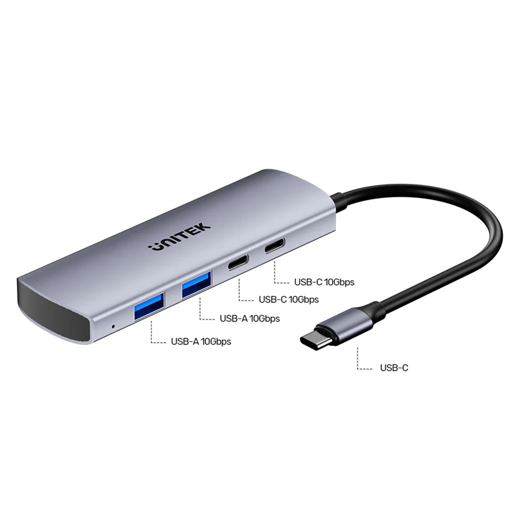 Unitek uHUB Q4 4-in-1 10Gbps USB-C Hub - H1112DGY01 | Mwave