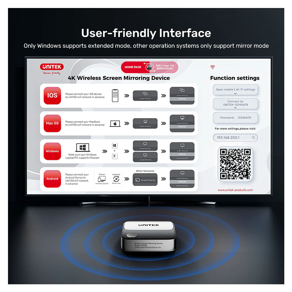 Unitek Wireless 4K Screen Mirroring Device - V1162B01 | Mwave