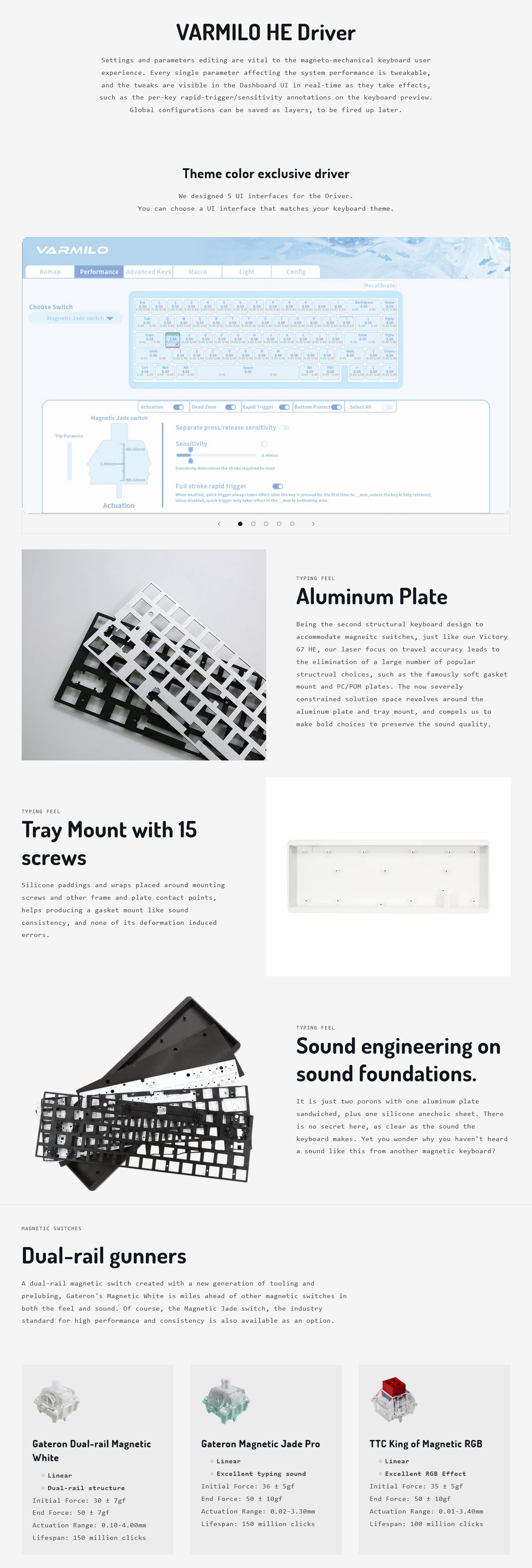 Varmilo MUSE65 Ariel HE Metal 8K Gaming Keyboard - Magnetic Jade Pro ...