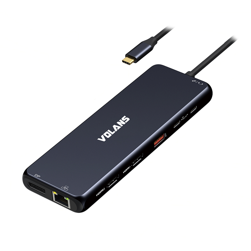 Volans VL-UCH2P Aluminium 13-in-1 Triple Display USB-C Hub with 100W PD ...
