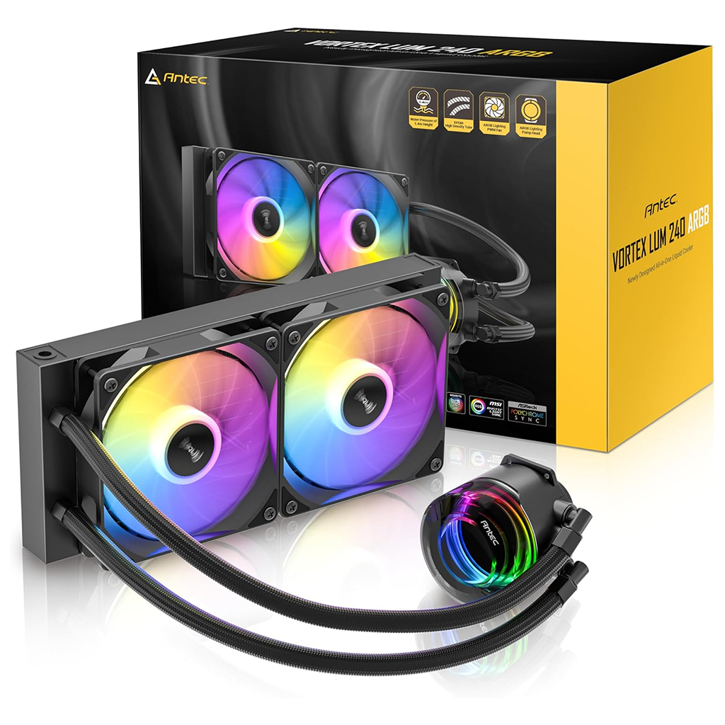 Antec Vortex Lum 240mm ARGB AIO CPU Liquid Cooler - VORTEX LUM 240 ARGB ...