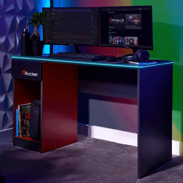X Rocker Carbon-Tek Desk w/ Neo Fibre LED Lighting and Wireless ...