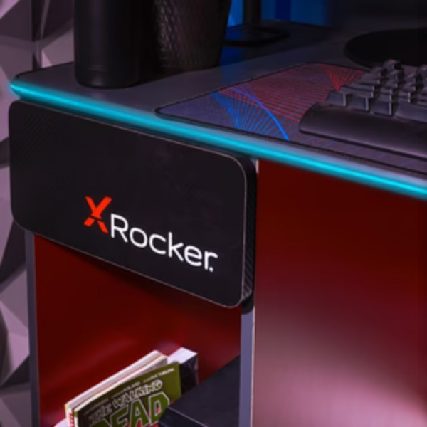 X Rocker Carbon-Tek Desk w/ Neo Fibre LED Lighting and Wireless ...
