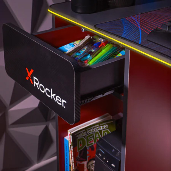 X Rocker Carbon-Tek Desk w/ Neo Fibre LED Lighting and Wireless ...