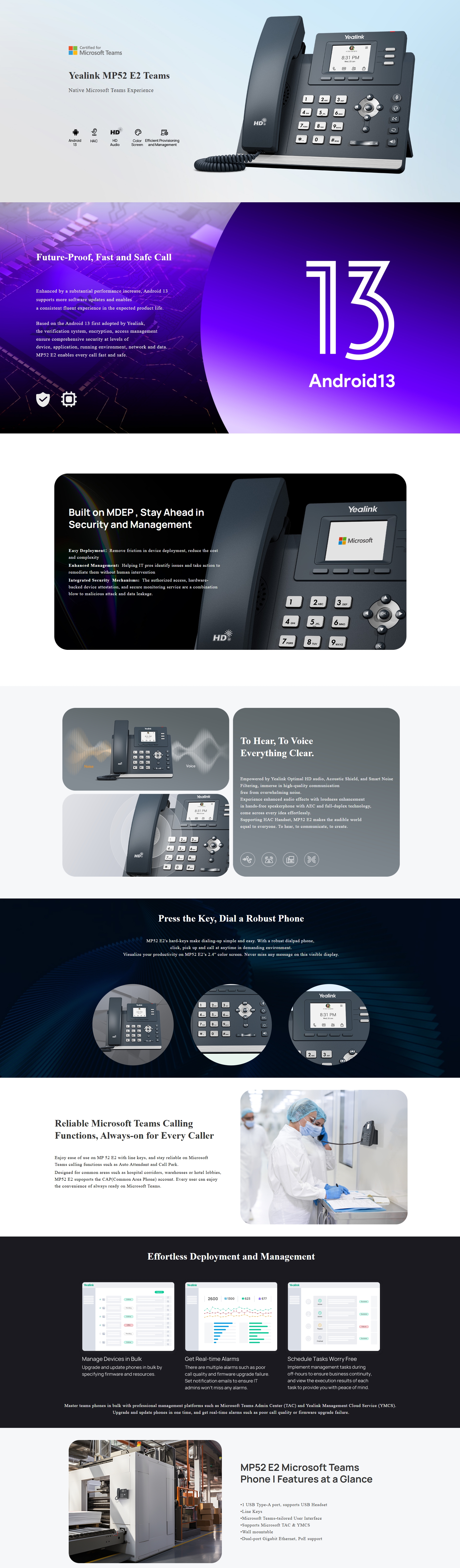 Yealink MP52-E2-Teams Essential Native Teams Phone - MP52-E2-Teams | Mwave