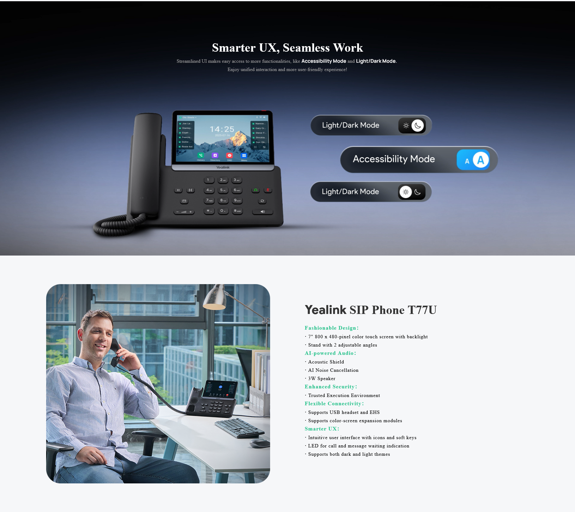 Yealink SIP-T77U 16 Line IP HD Business Phone - SIP-T77U | Mwave