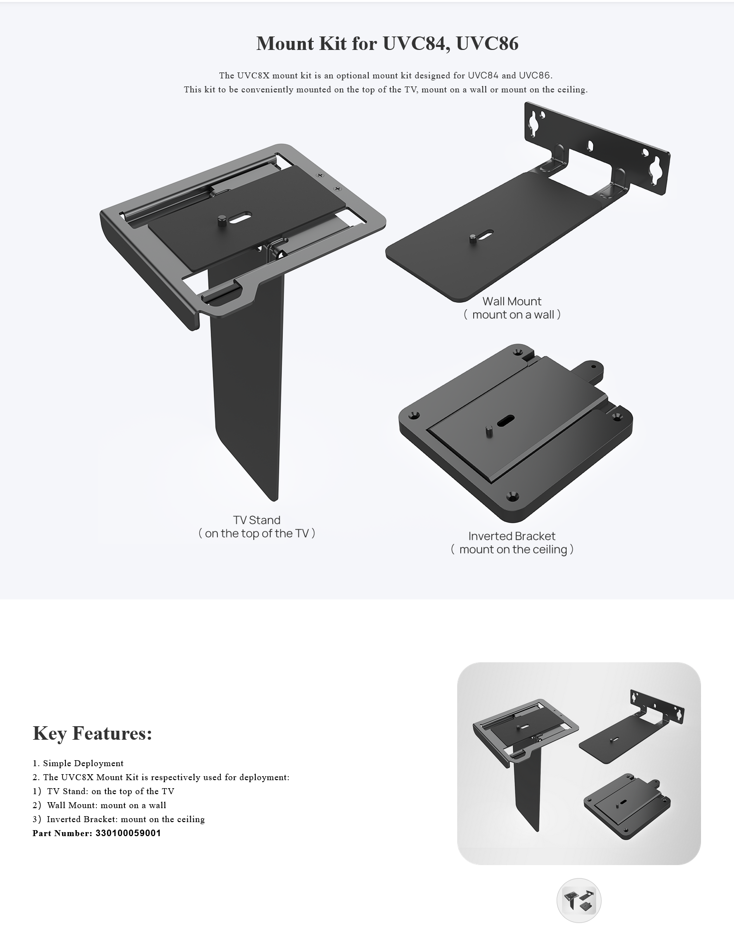 Yealink WMK-UVC8X Wall Mount Kits for UVC84/UVC86 - WMK-UVC8X | Mwave