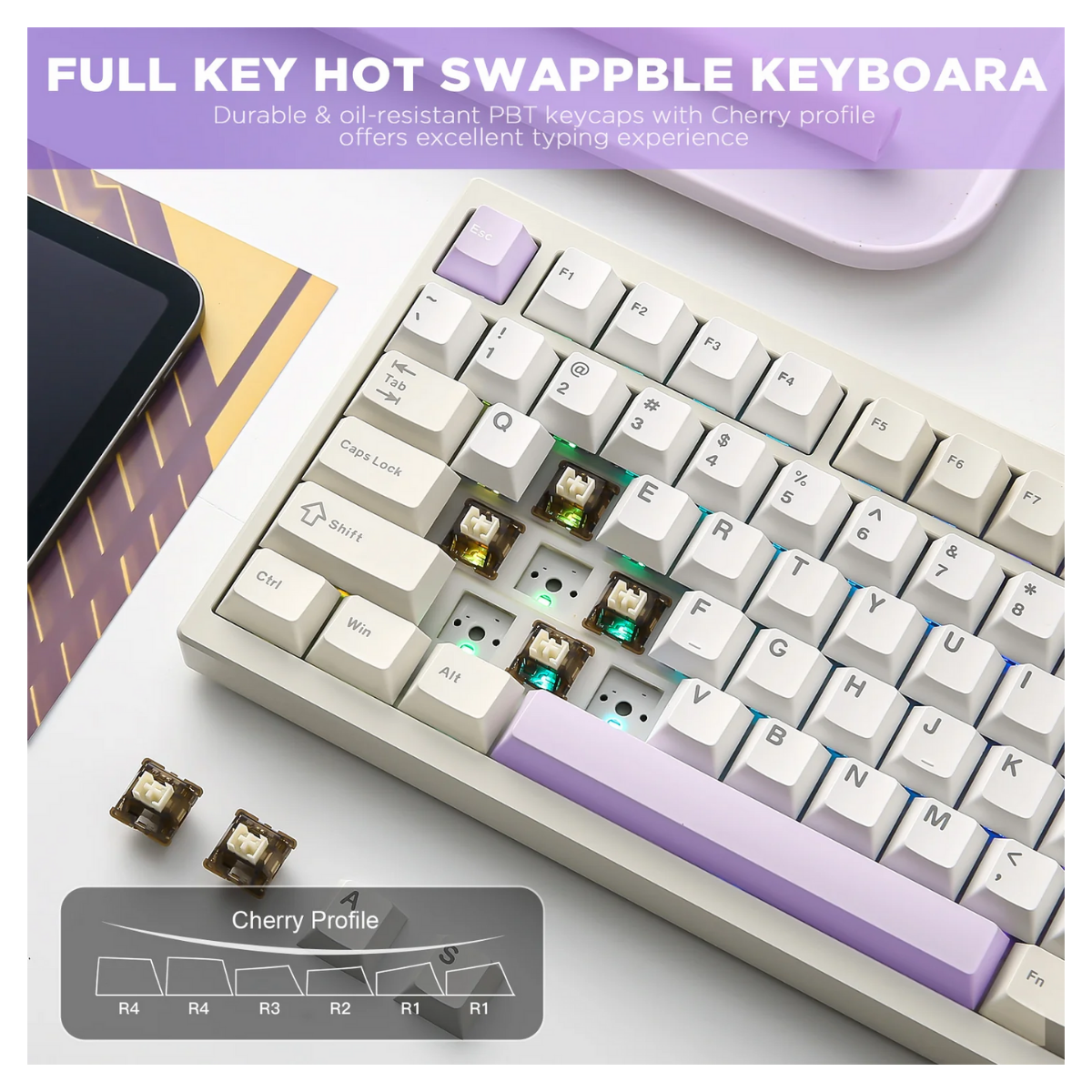 YUNZII AL80 QMK/VIA Aluminum LCD Mechanical Keyboard - Silver - Gateron ...