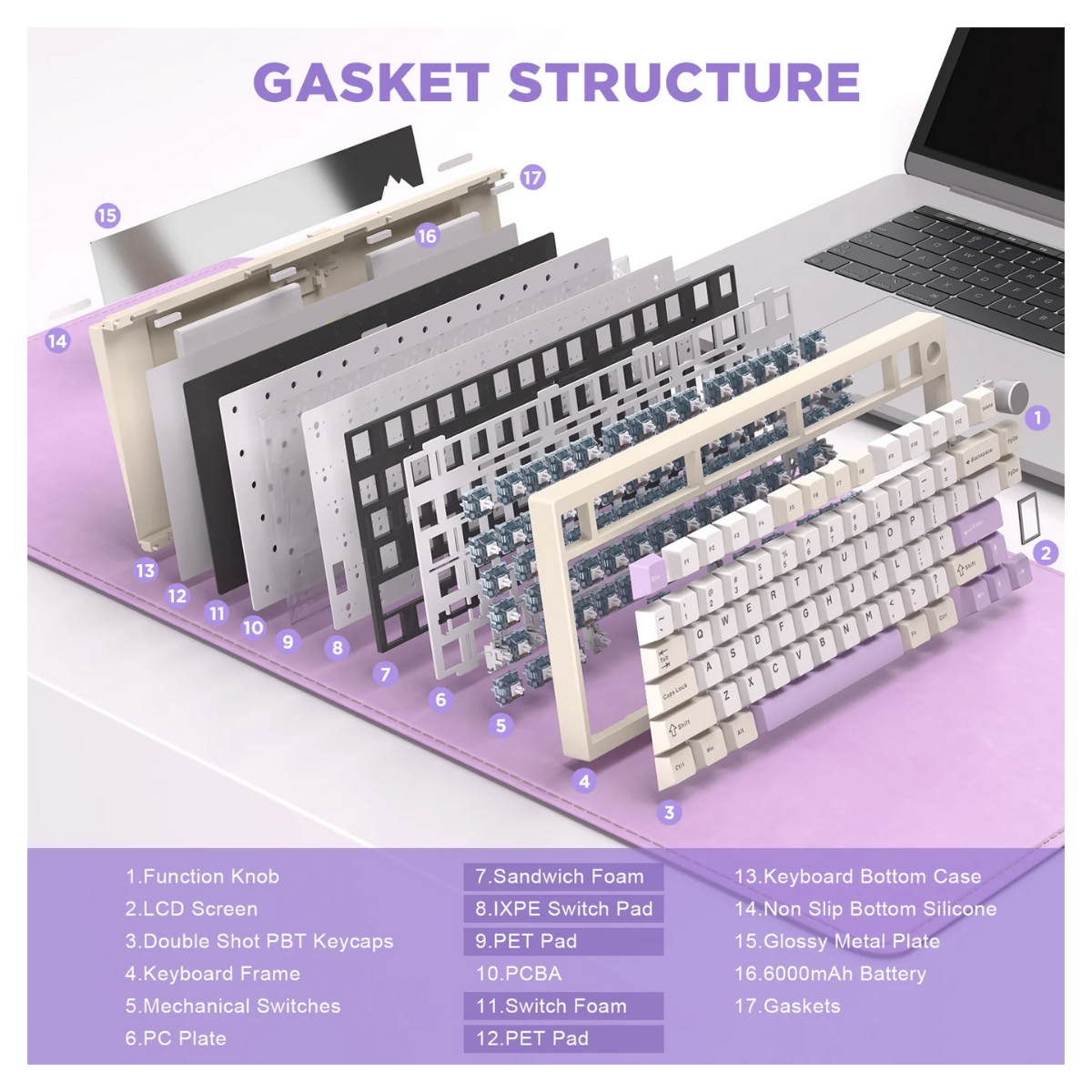 YUNZII AL80 QMK/VIA Aluminum LCD Mechanical Keyboard - Silver - Gateron ...