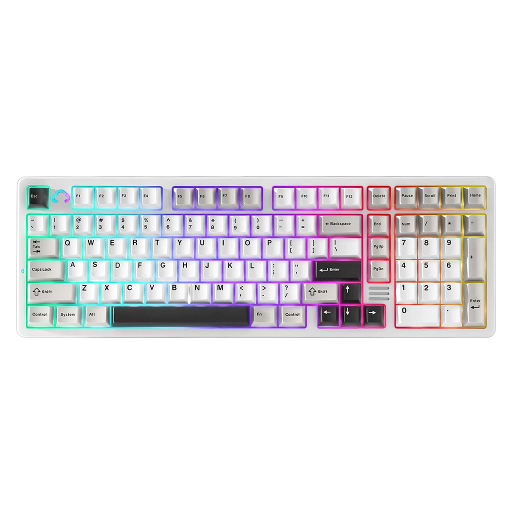 Yunzii AL98 QMK/VIA Hot-Swappable Aluminium White Mechanical Gaming ...