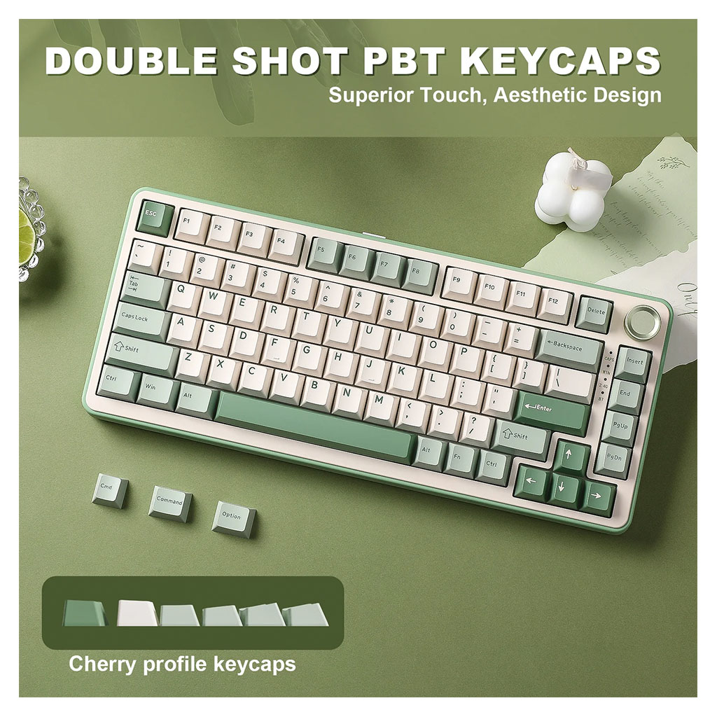 Yunzii B75 Pro Hot-Swappable Wireless Green Mechanical Keyboard - Milk ...