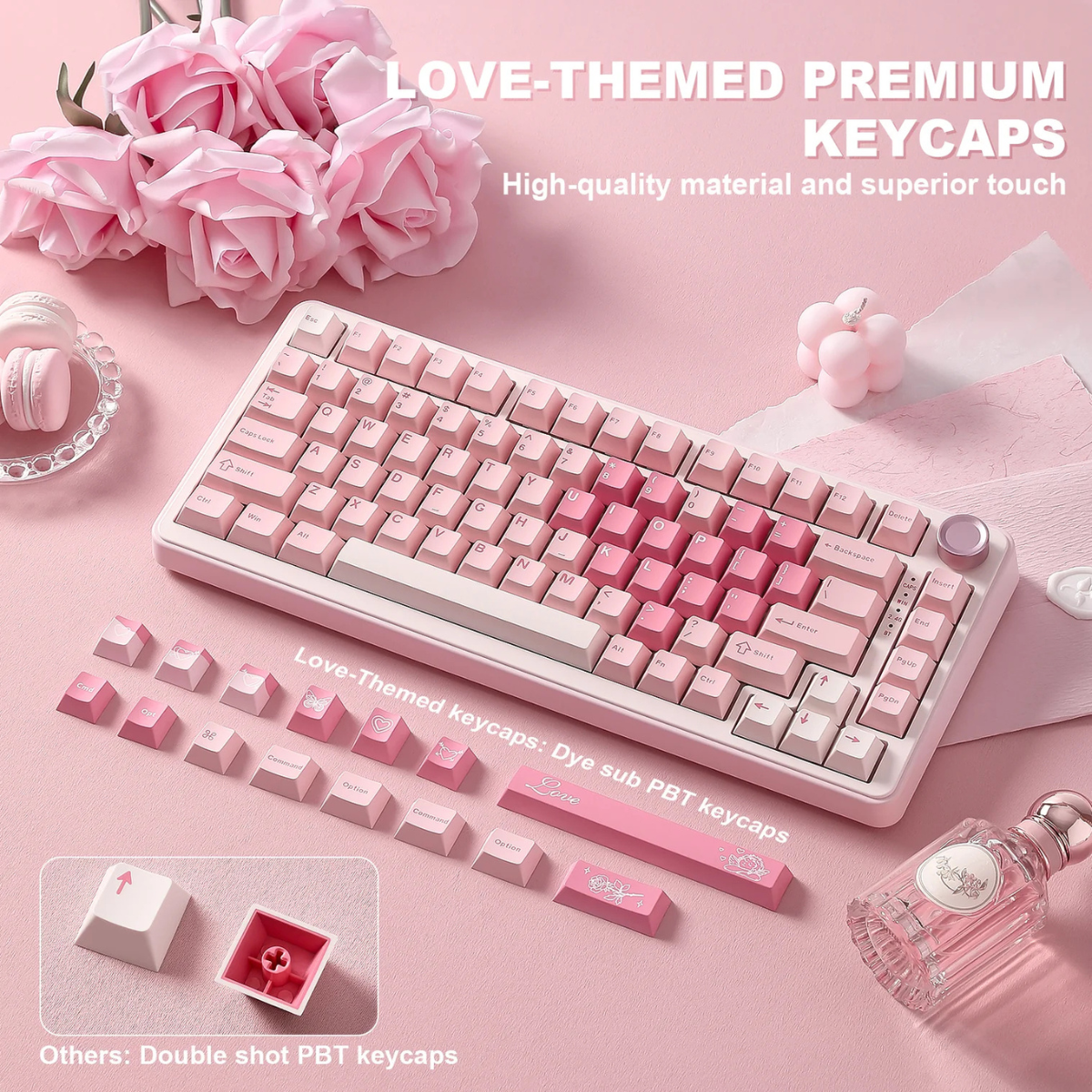YUNZII B75 Pro Pink Wireless Mechanical Keyboard - YUNZII Cocoa Cream ...