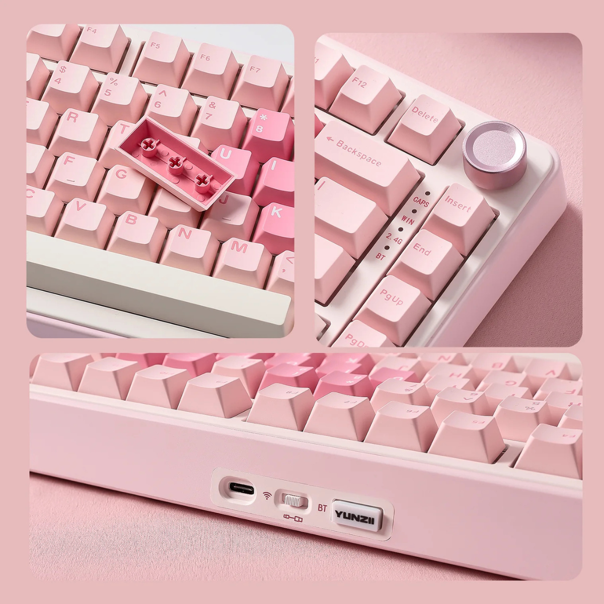 YUNZII B75 Pro Pink Wireless Mechanical Keyboard - YUNZII Cocoa Cream ...