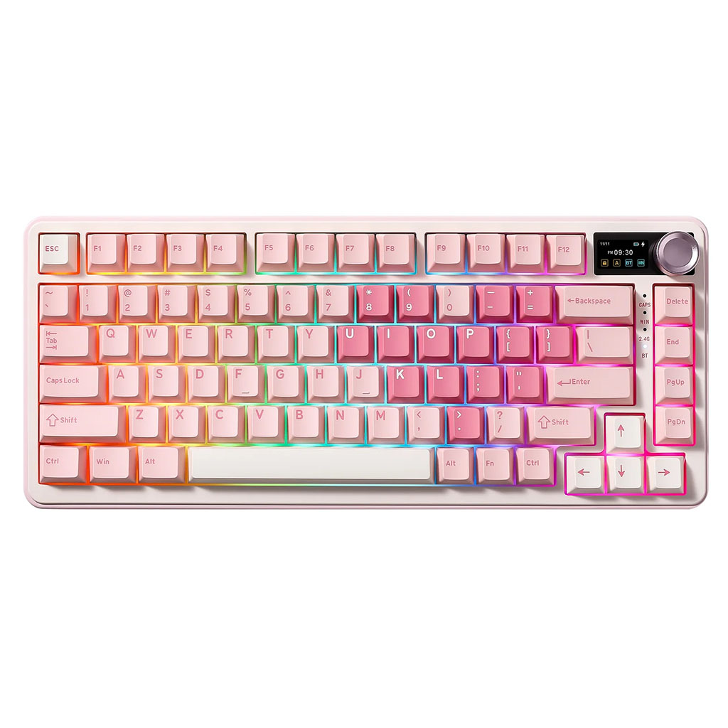 Yunzii B75 PRO QMK/VIA Knob TFT Screen Wireless Pink Heart Mechanical ...